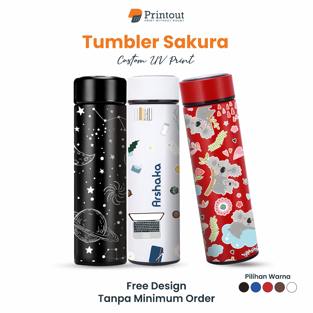 Jual PRINTOUT Tumbler Termos Sakura 500ml Custom Botol Minum - Sakura ...