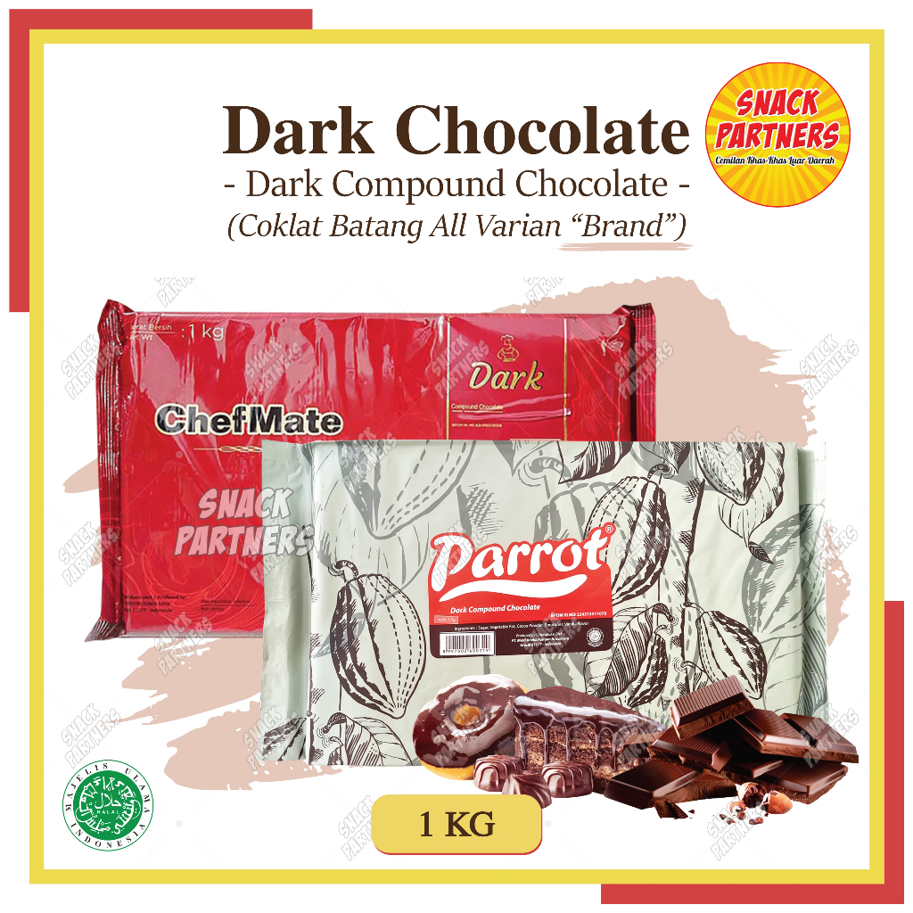 Jual DARK CHOCOLATE COMPOUND 1 KG - Chefmate Parrot Colatta Collata ...