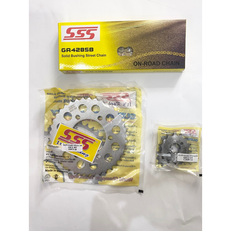 Jual Gear Set SSS 428 Ninja 150 R / RR & Rantai SSS 428 SB - 130L Gold | Shopee Indonesia