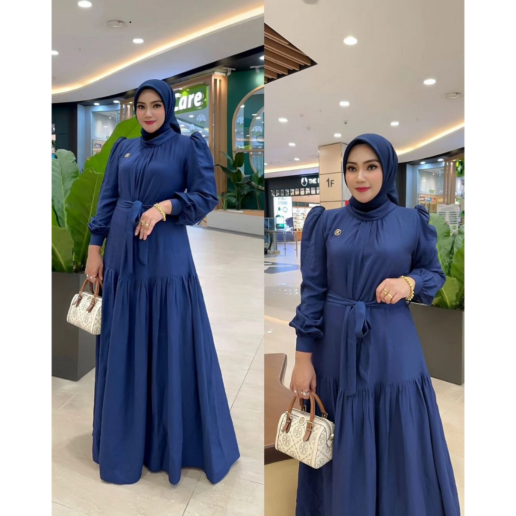 Jual GAMIS DELVINA Bahan Shimer Ukuran Jumbo LD 115CM Baju Gamis ...
