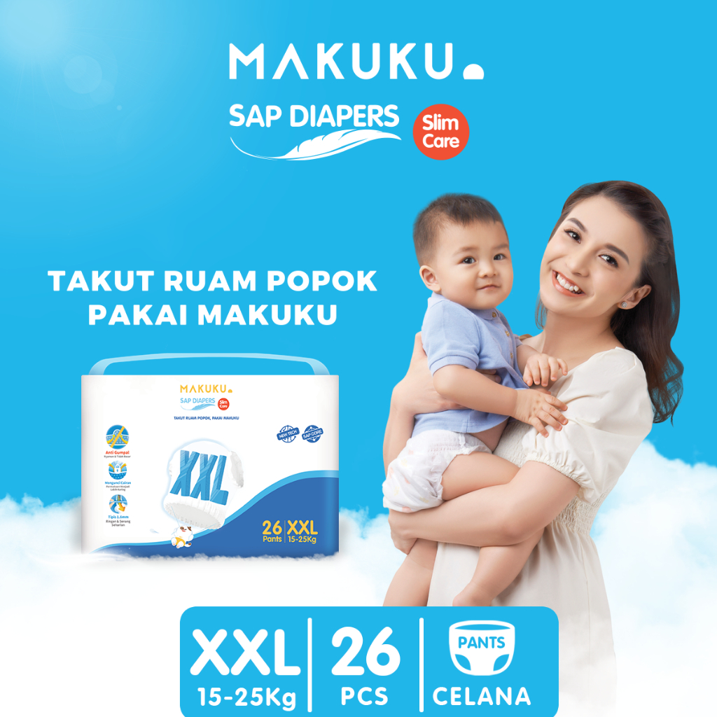 Jual MAKUKU Slim Care NB36 S34 M32 L30 XL28 XXL26 SAP Diapers | Popok ...