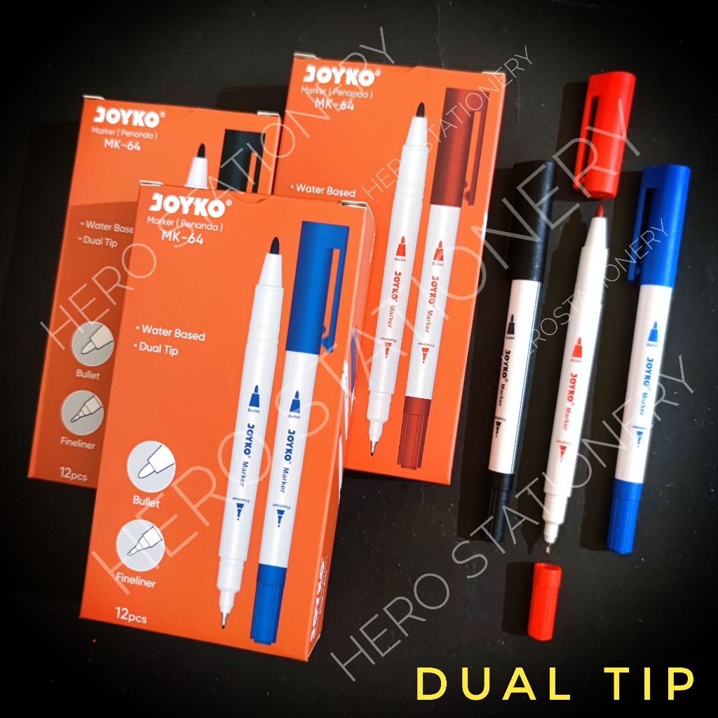 Jual Spidol joyko dual tip hitam biru merah MK-64 | Shopee Indonesia