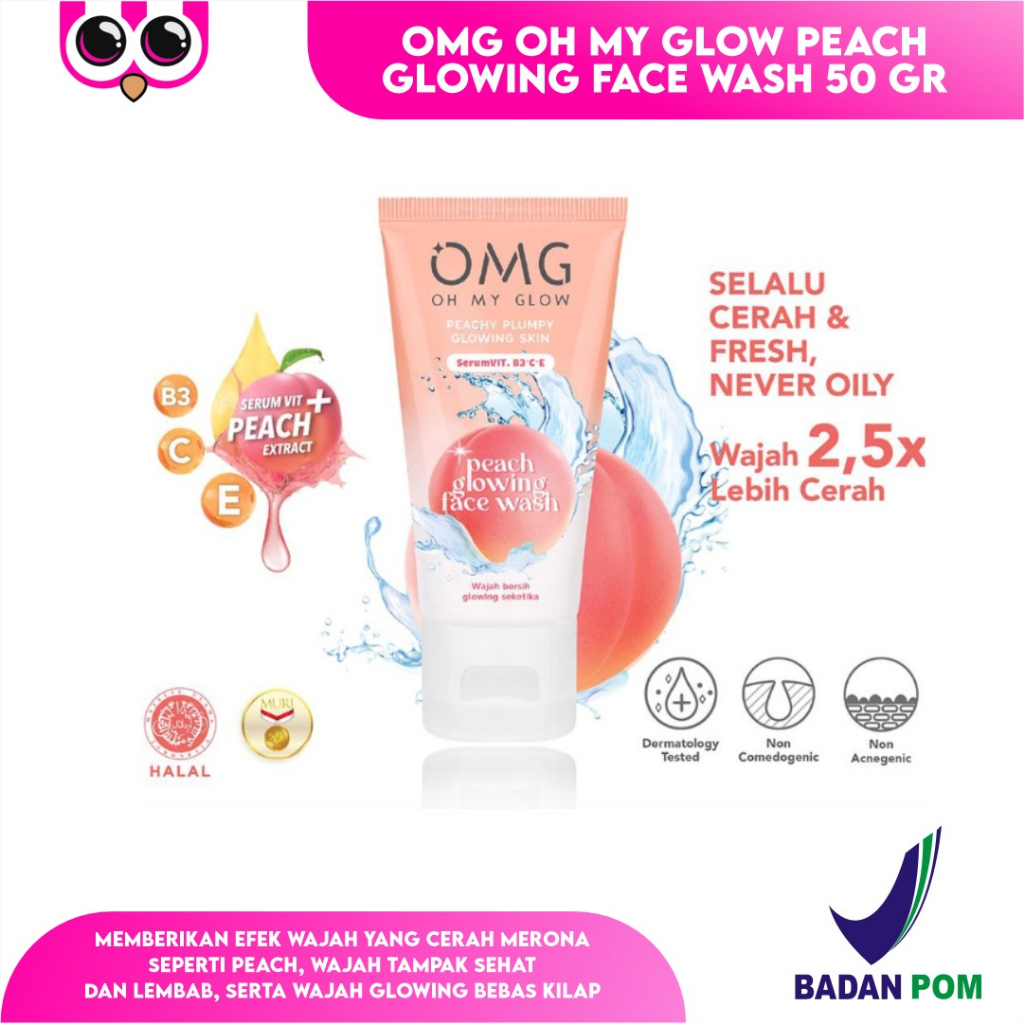 Jual OMG OH MY GLOW PEACH GLOWING FACE WASH 50 GR SABUN PEMBERSIH WAJAH ...