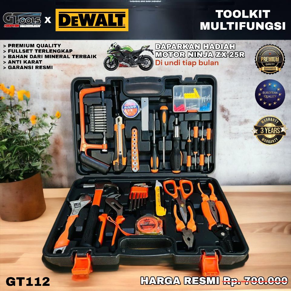 Jual MURAH TERBARU Toolkit DEWALT alat serbaguna tukang 112pc GTOOLS ...