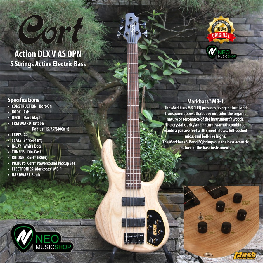 Jual Cort Action DLX V AS OPN 5 Strings Active Electric Bass | Shopee ...