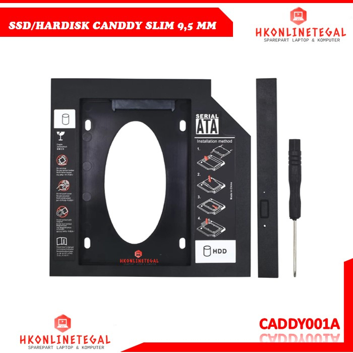 Jual SSD HDD Caddy Slim 9.5mm SATA DVD Slot Hardisk HITAM PLASTIK ...