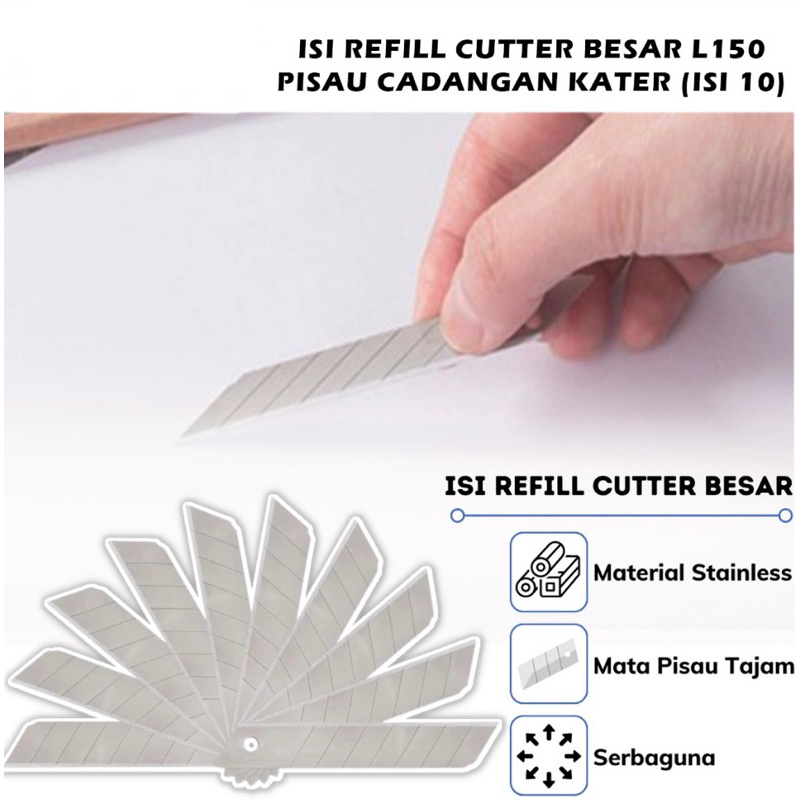 Jual ISI REFIL REFILL CUTTER BESAR 18mm ( isi 10pcs ) | Shopee Indonesia