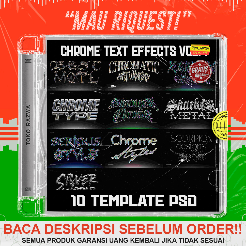 Jual 10 Template PSD - Chrome Text Effects Vol.4 - 080723 | Shopee Indonesia