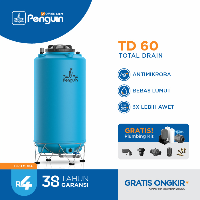 Jual Penguin TD-60 600 Liter Toren Tandon Tangki Air Total Drain Tank ...