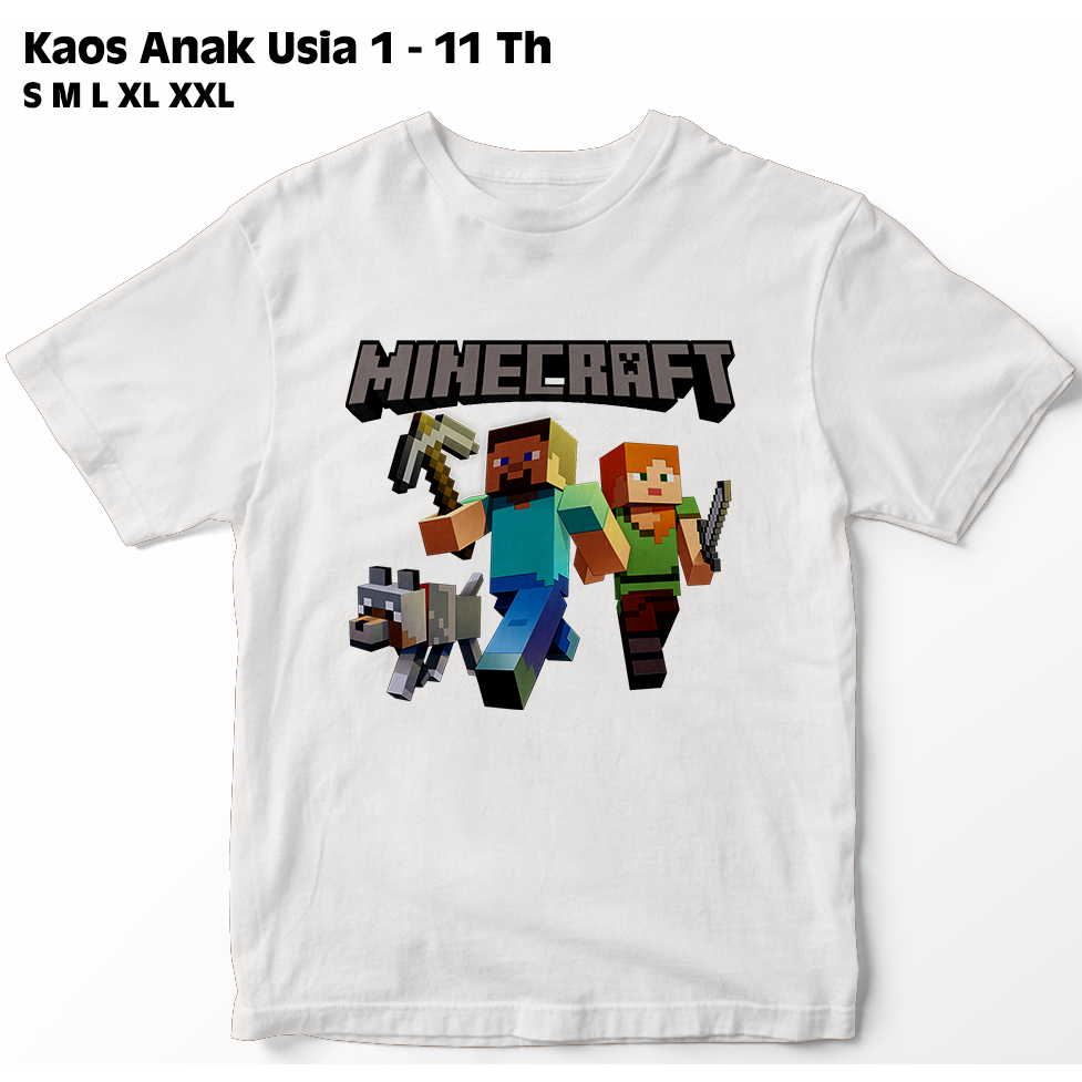 Jual Kaos Anak Katun Combed 30s Motif Minecraft | Baju Anak Motif ...