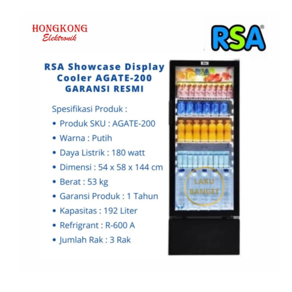 Jual Display Cooler Showcase Agate 200 Kulkas Kaca Pendingin Minuman ...