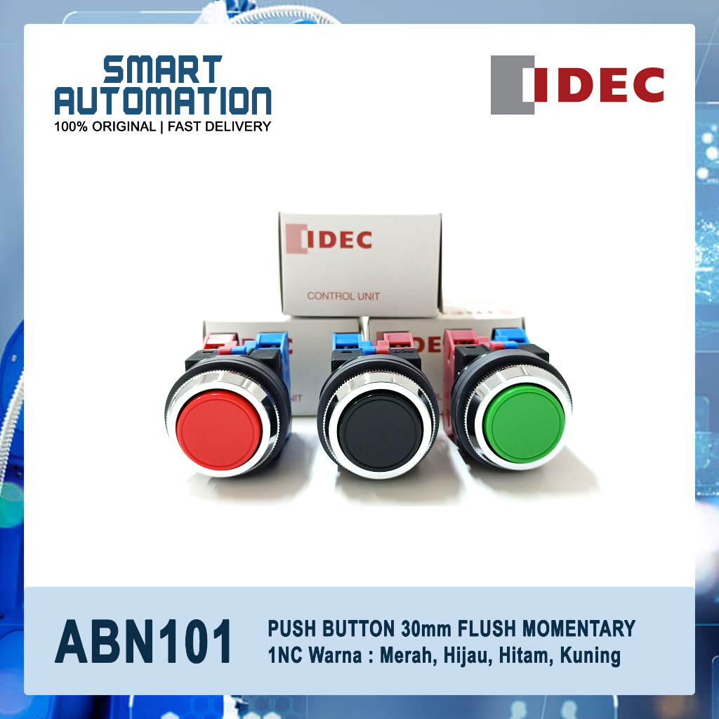 Jual IDEC ABN101 Push Button Flush 30mm Momentary 1NC | Shopee Indonesia