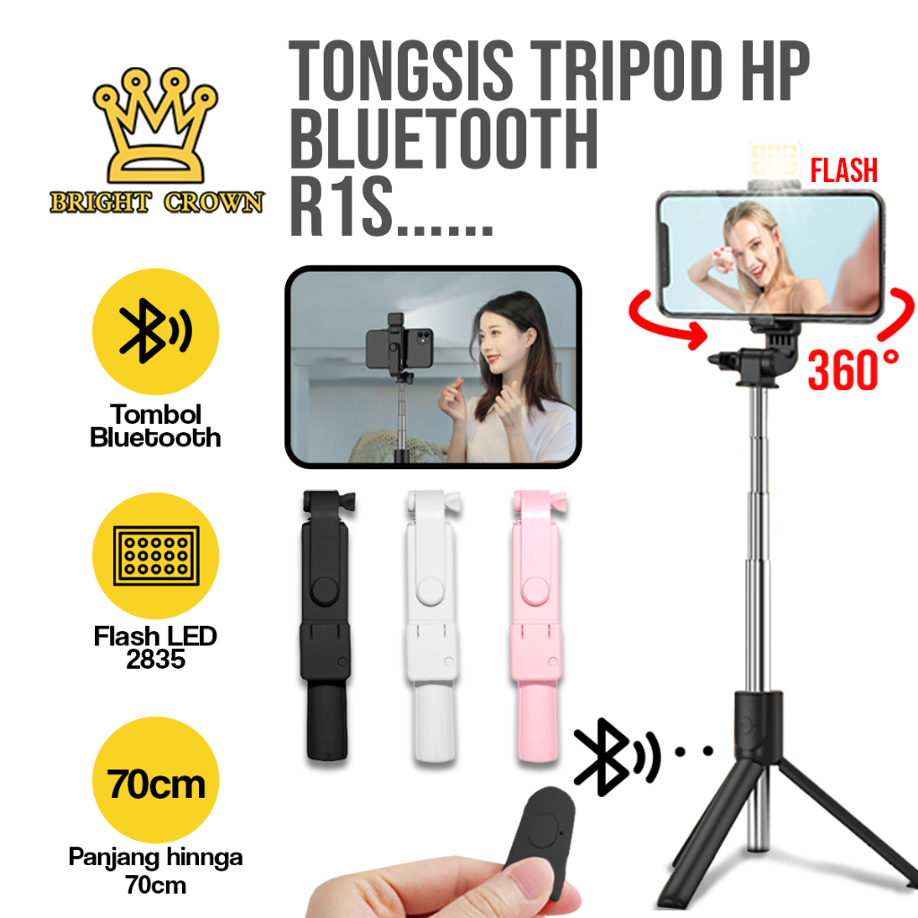 Jual Bright Crown Tripod Tongsis Wireless 4in1 R1s Bluetooth Remote