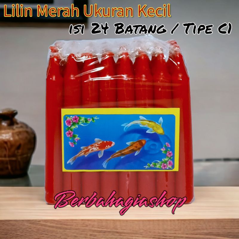 Jual lilin merah 24 batang panjang 8 cm / lilin c1 double dragon High ...