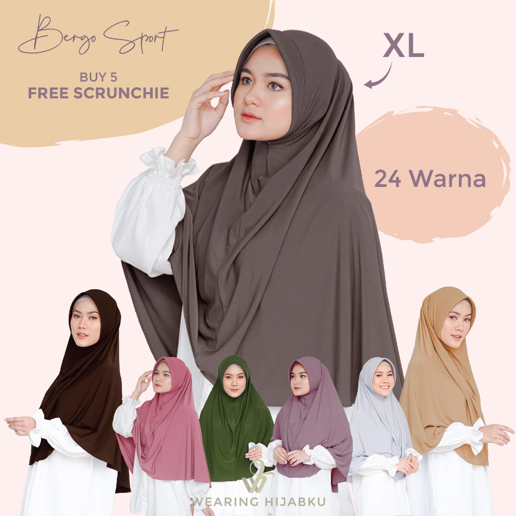 Jual Jilbab Sport Volly Instan XL 24 Warna | Bergo Sport | Bergo Hamidah | Hijab Instant Jumbo ...