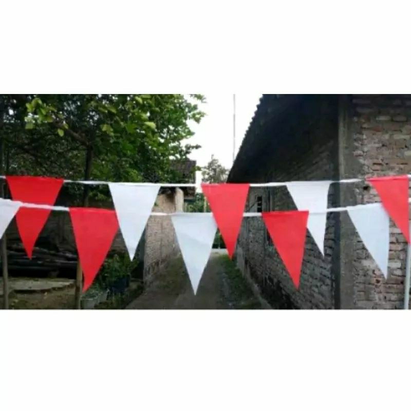 Jual bendera renteng segitiga kain/ bendera hias panjang 5 meter | Shopee Indonesia