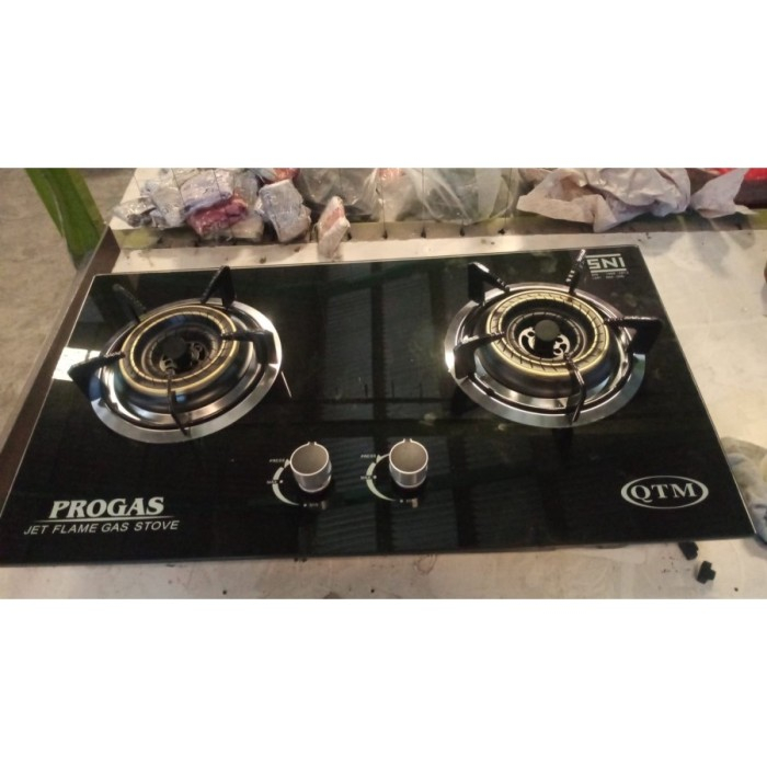Jual PROGAS KOMPOR GAS TANAM KACA QTM 2 TUNGKU FULL HITAM | Shopee ...