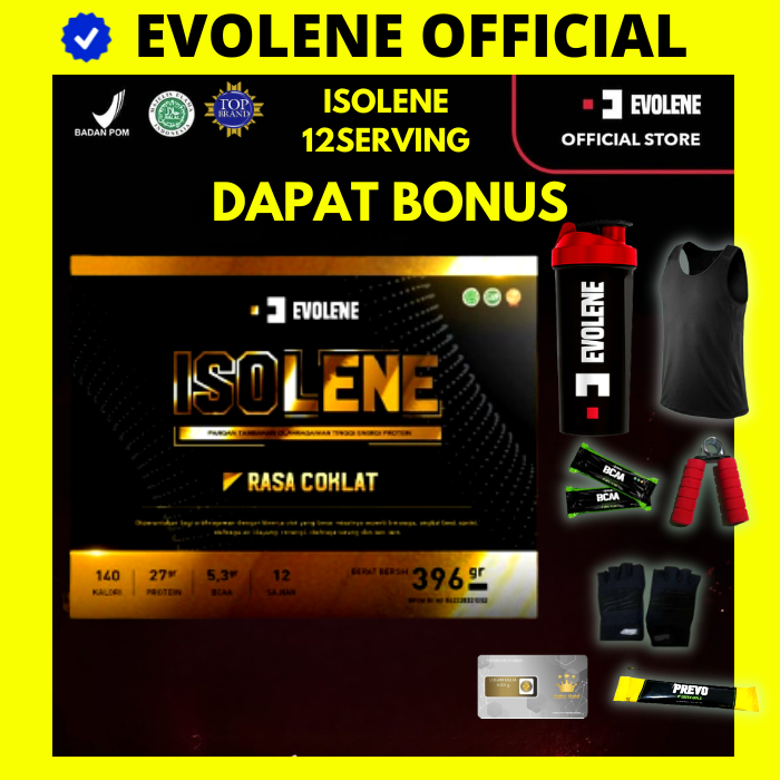 Jual ISOLENE 1 BOX 12 SACHET WHEY ISOLATE BPOM HALAL SUSU PROTEIN EVOLENE ISOLEN ISOLIN EVOLEN ...