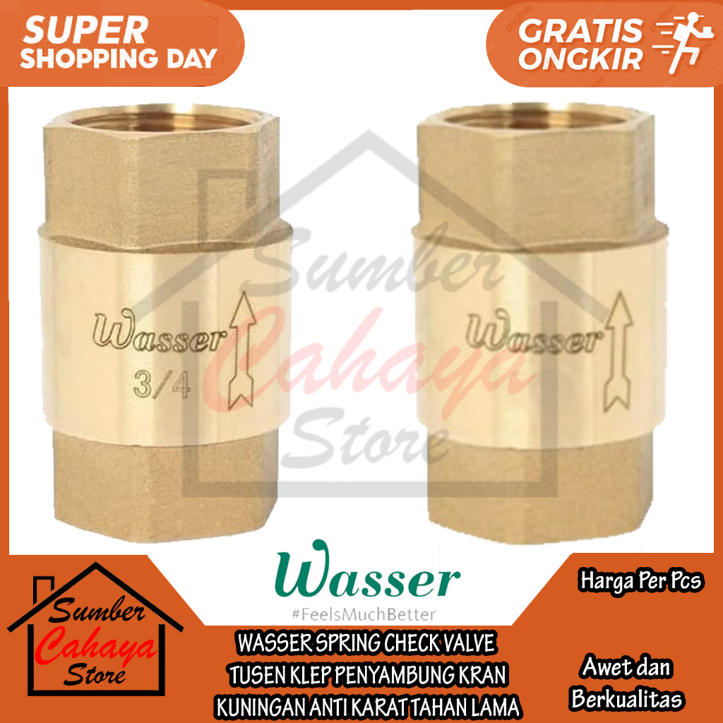 Jual Wasser Spring Check Valve Tusen Klep Kuningan Penyambung Sambung ...