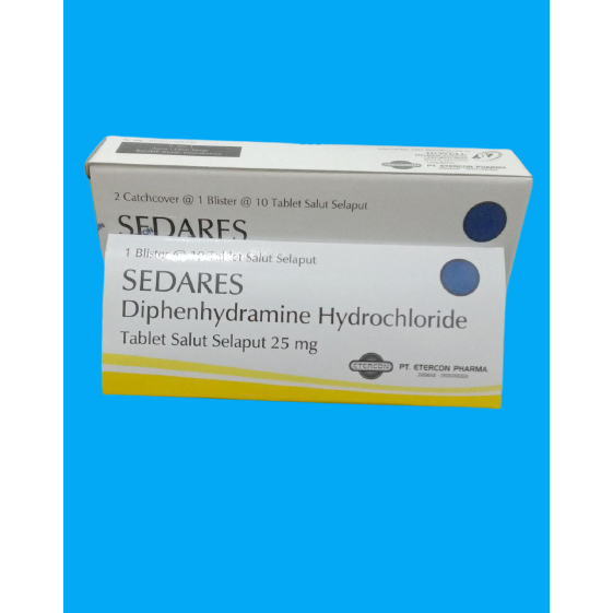 Jual SEDARES 25MG DIPHENHYDRAMINE HCL TABLET PER STRIP | Shopee Indonesia