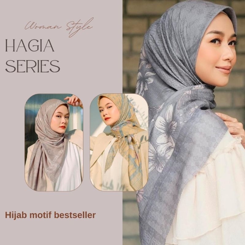 Jual (1)Hijab segiempat voal motif HAGIA | Shopee Indonesia