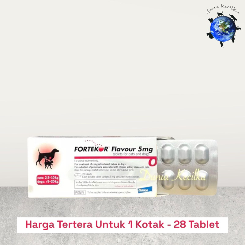 Jual Fortekor Flavour 5mg For Cats and Dogs (1 Box 28 Tablet) | Shopee ...
