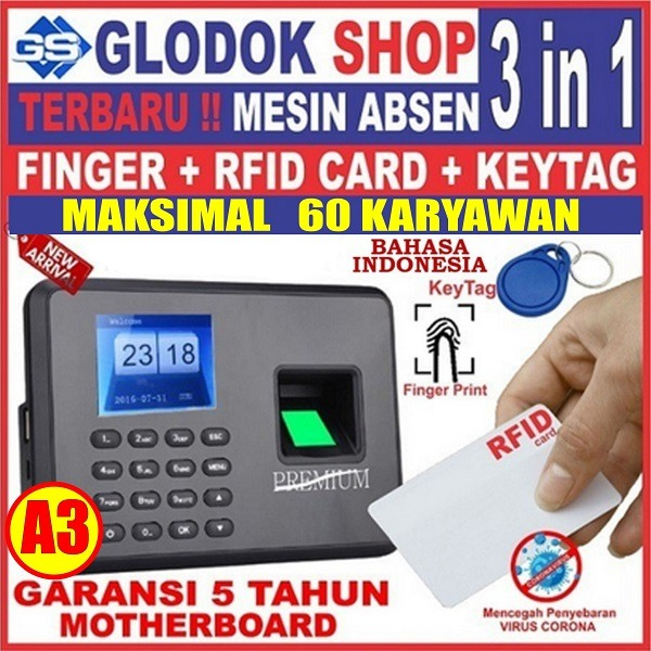 Jual MESIN ABSENSI / MESIN ABSEN / FINGERPRINT A3 MERK PREMIUM TERMURAH ...
