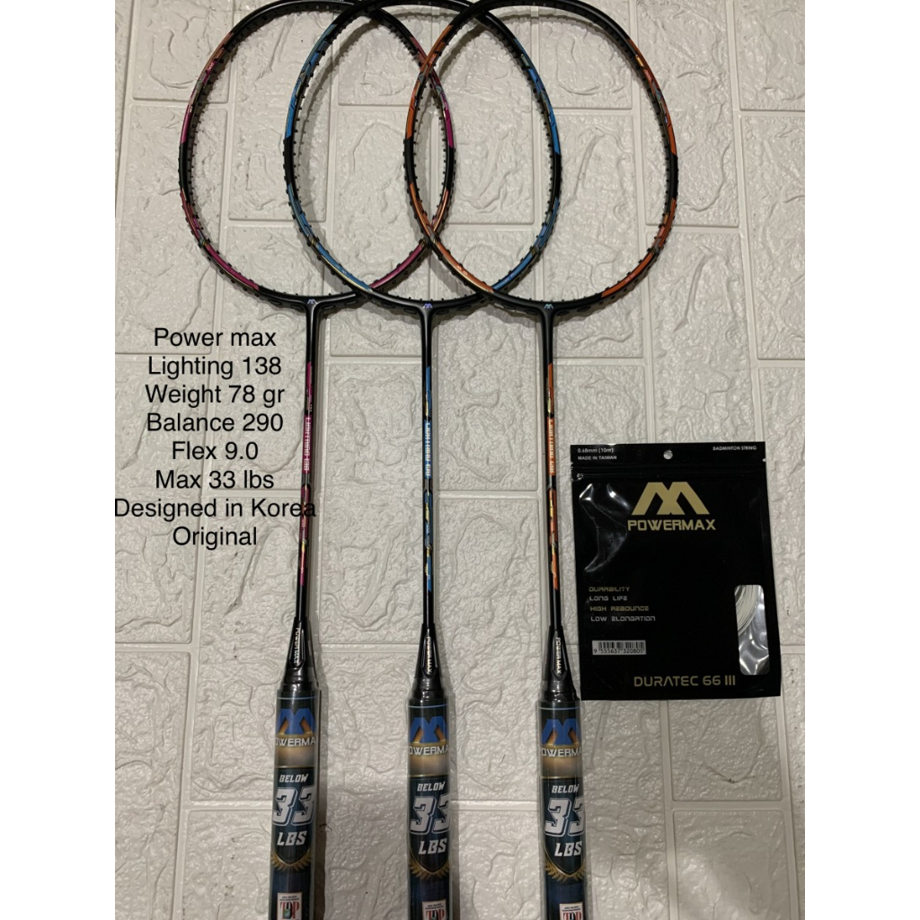 Jual Raket Badminton POWER MAX LIGHTNING 138 kuat 33 lbs original ...