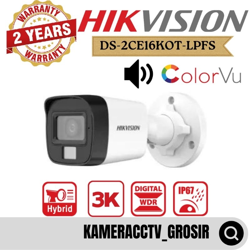 Jual KAMERA CCTV OUTDOOR 5MP 3K HIKVISION DS-2CE16KOT- LPFS AUDIO-COLORVU | Shopee Indonesia
