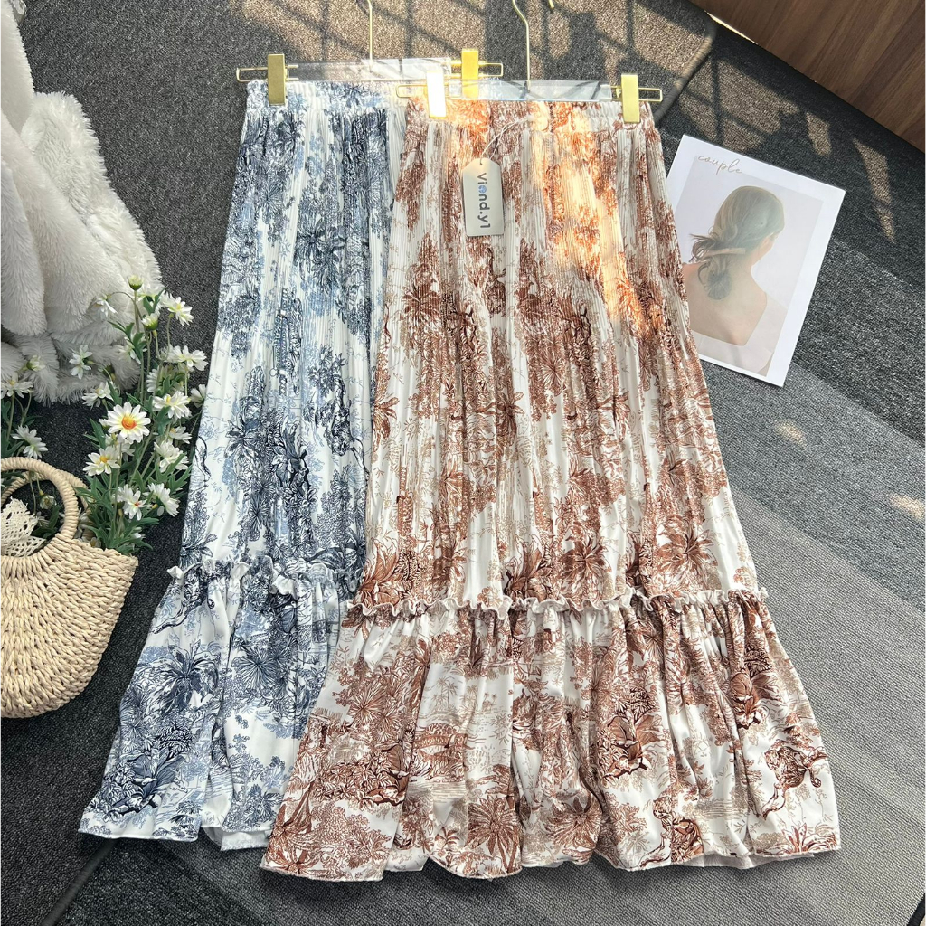 Jual Rok Plisket Bunga Wanita | Maxi Skirt Ruffle Flower Cewek Korea ...