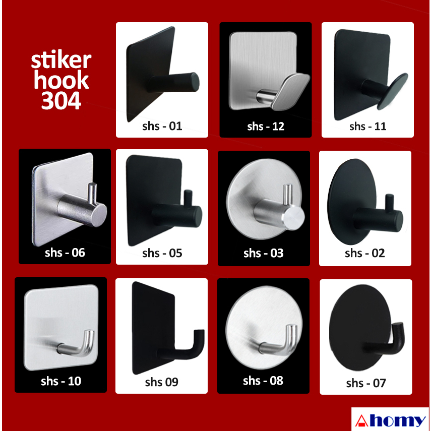 Jual stiker gantungan single sus 304 sticker hook shs 3M stainless ...