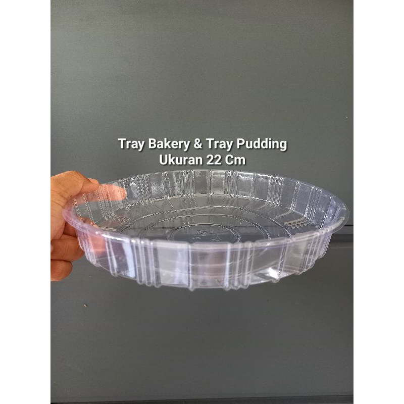 Jual (isi15pcs) tray bakery bulat mika tempat kue pudding ukuran 22cm ...