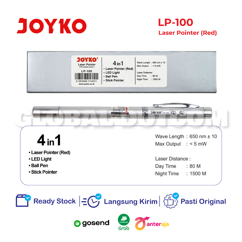 Jual JOYKO LP-100 LASER POINTER PLUS PULPEN SENTER STICK ADJUSTABLE 4 IN 1 | Shopee Indonesia