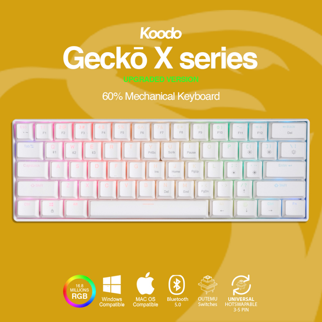 Jual KOODO Gecko-X 60% Layout RGB Mechanical Keyboard Outemu Universal ...