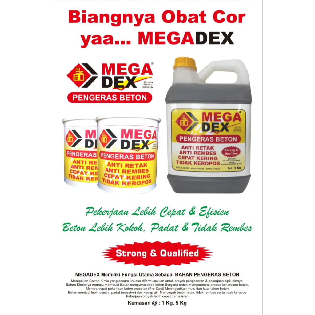Jual Obat Cor - Pengeras Beton Mega Dex Anti Retak, Kering, Retak ...