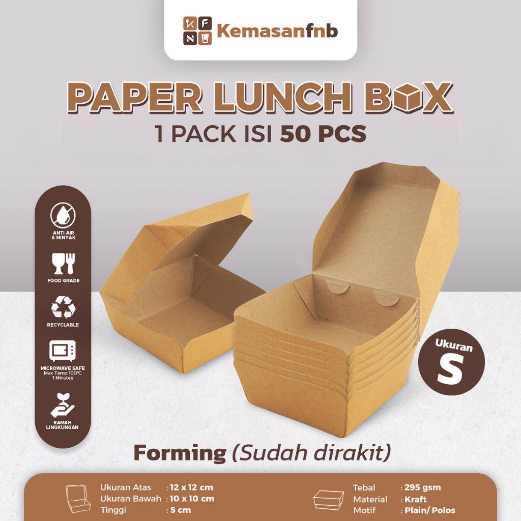 Jual Paper Lunch Box [Forming] 1 Pack Isi 50 Pcs polos kraft 295gr ...