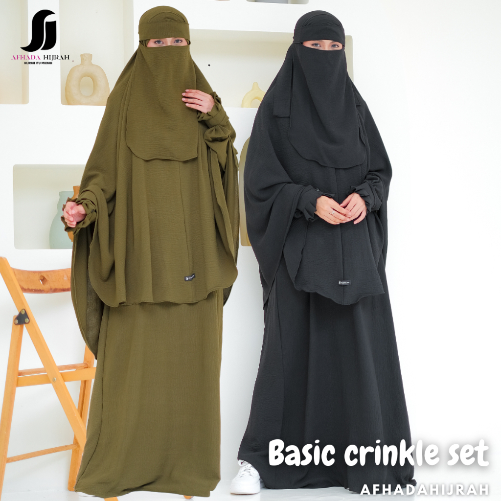 Jual Afhadahijrah - Gamis jilbab cadar muslimah Basic crincle airflow baju set hijab instan free ...