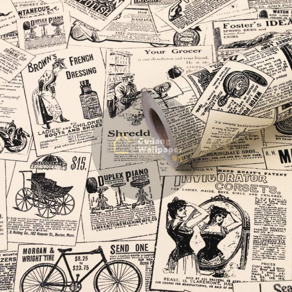 Jual (PROMO) Gudang Wallpaper Stiker Dinding Kamar Tidur Motif Koran ...