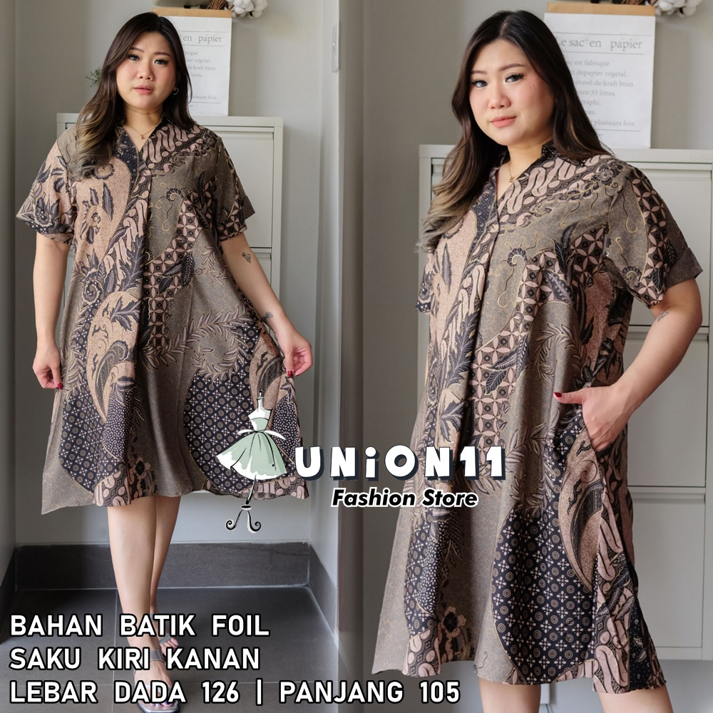 Jual UNION11 - DRESS BATIK JUMBO WANITA / DRESS JUMBO WANITA LD 126 / BAJU JUMBO WANITA / BAJU ...