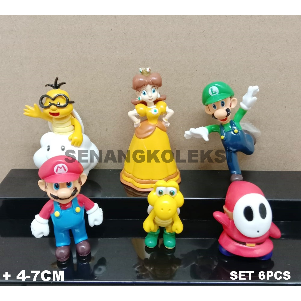 Jual Super Mario Bros Action Figure Set 6 pcs Pajangan Miniatur ...