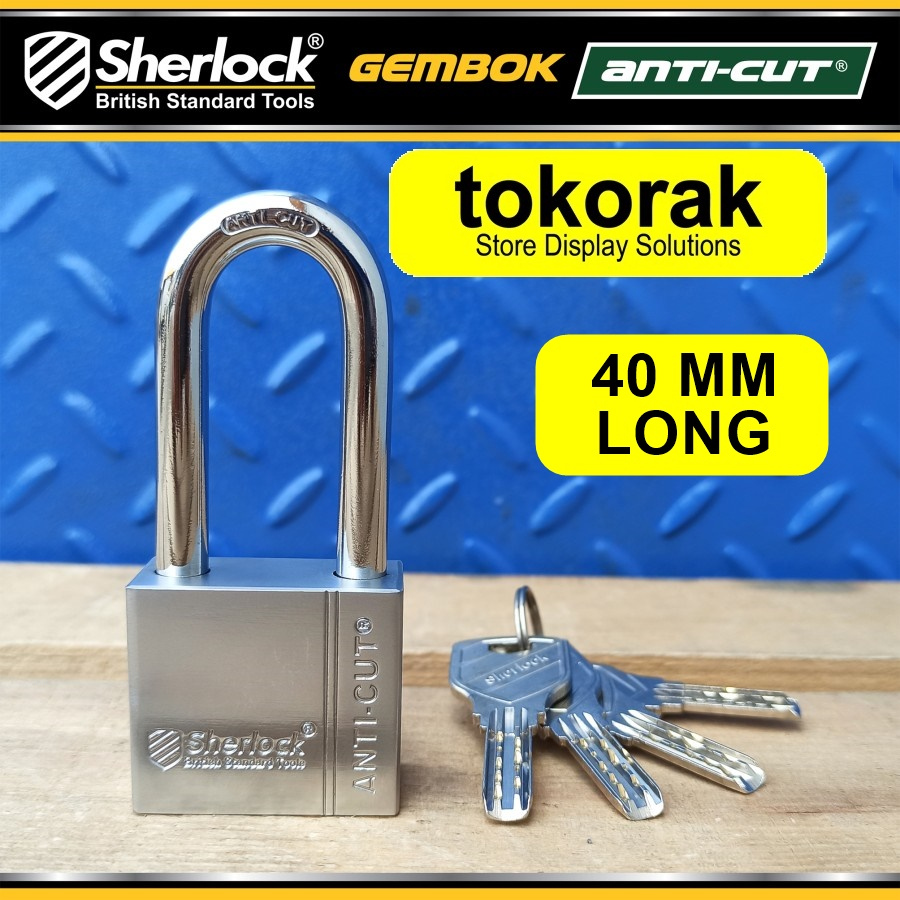 Jual GEMBOK SHERLOCK ANTI CUT KUNINGAN 40 MM PANJANG ANTI POTONG 40MM ...