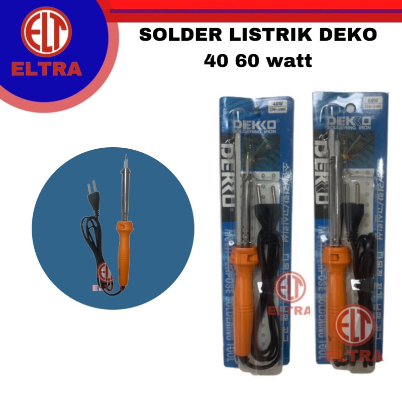 Jual Solder timah listrik tangan DEKO 40 60 watt 100% ORI soldering iron gagang plastik | Shopee ...