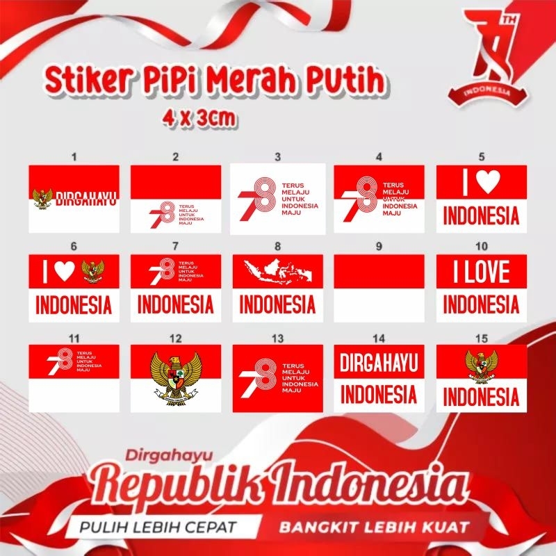 Jual Stiker Label Bendera Merah Putih Stiker Tempel Pipi Paling Murah ...