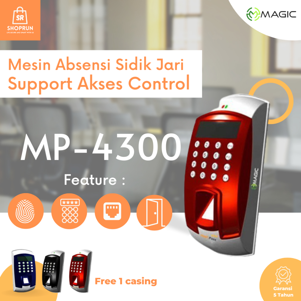 Jual Mesin Absensi & Akses Kontrol Fingerprint Magic MP4300 Free Casing ...