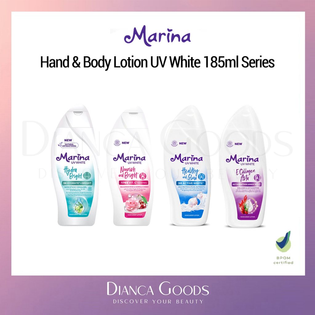 Jual MARINA Hand & Body Lotion UV White 185ml Series | Nourish & Bright ...