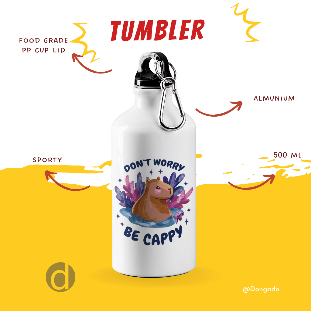 Jual Tumbler Botol Air Minum Gambar Hewan Capybara Watercolor | Shopee ...