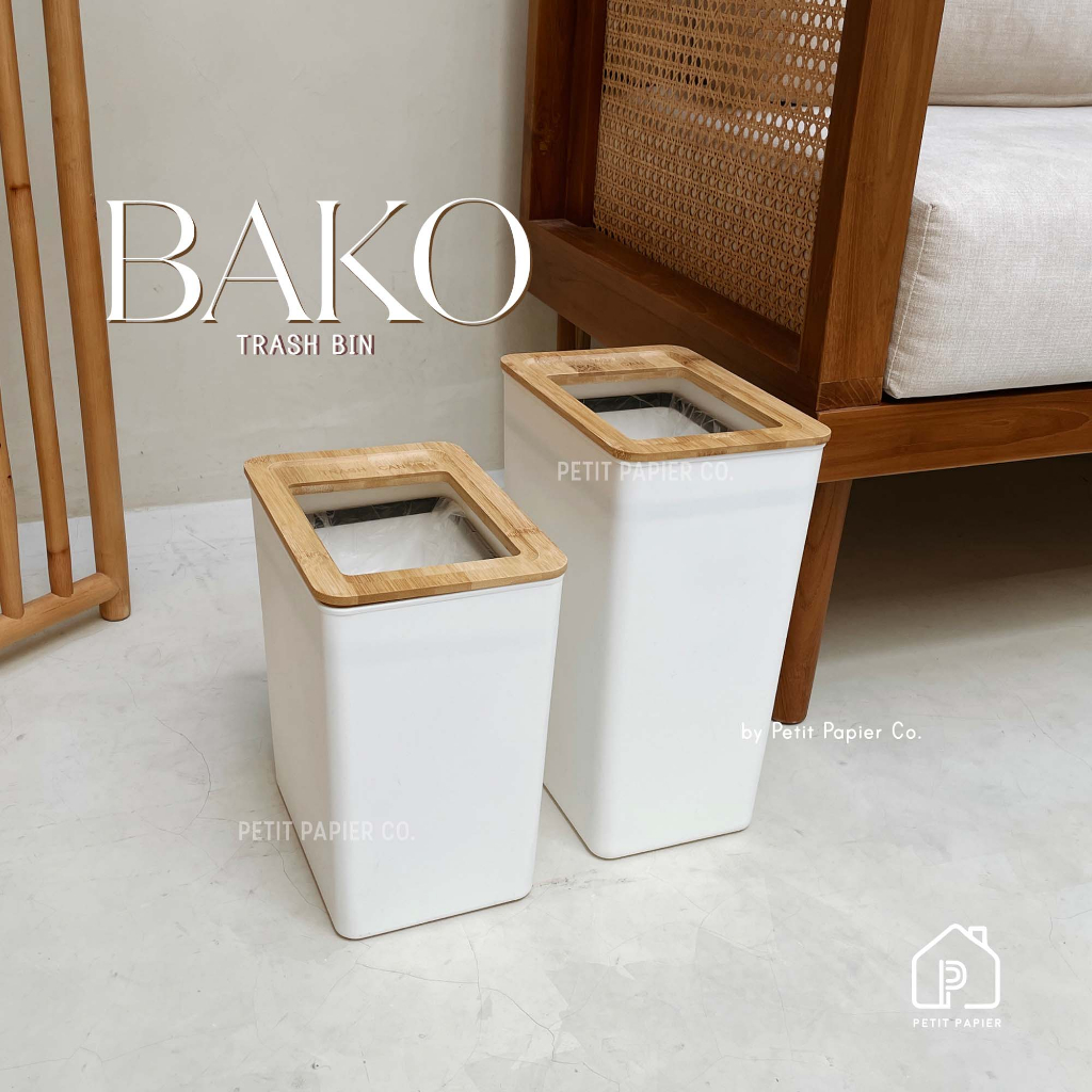 Jual [ PAPIER HOME ] BAKO Trash Bin - Tempat Sampah Aesthetic Minimalist Estetik White Wooden ...