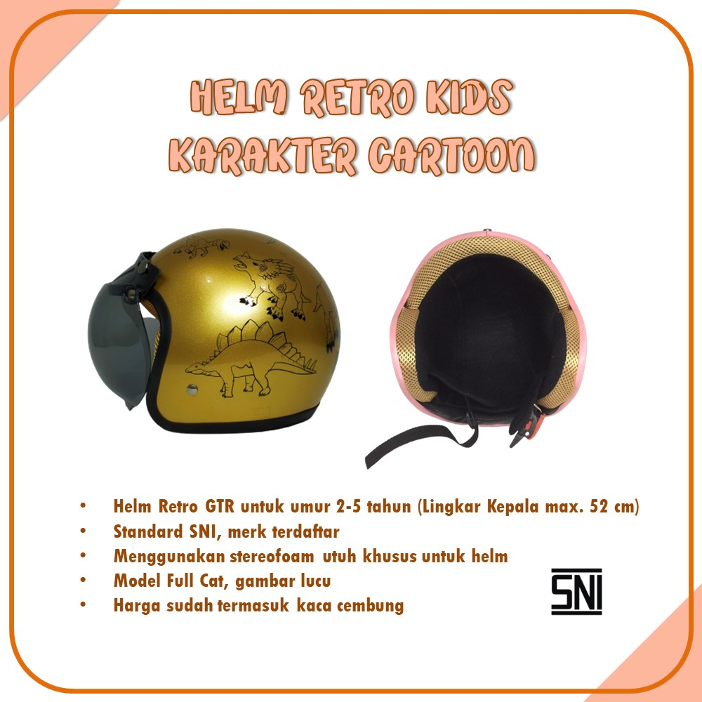 Jual Helm Retro Bogo Anak Full Cat Motif CARTOON Murah | Shopee Indonesia