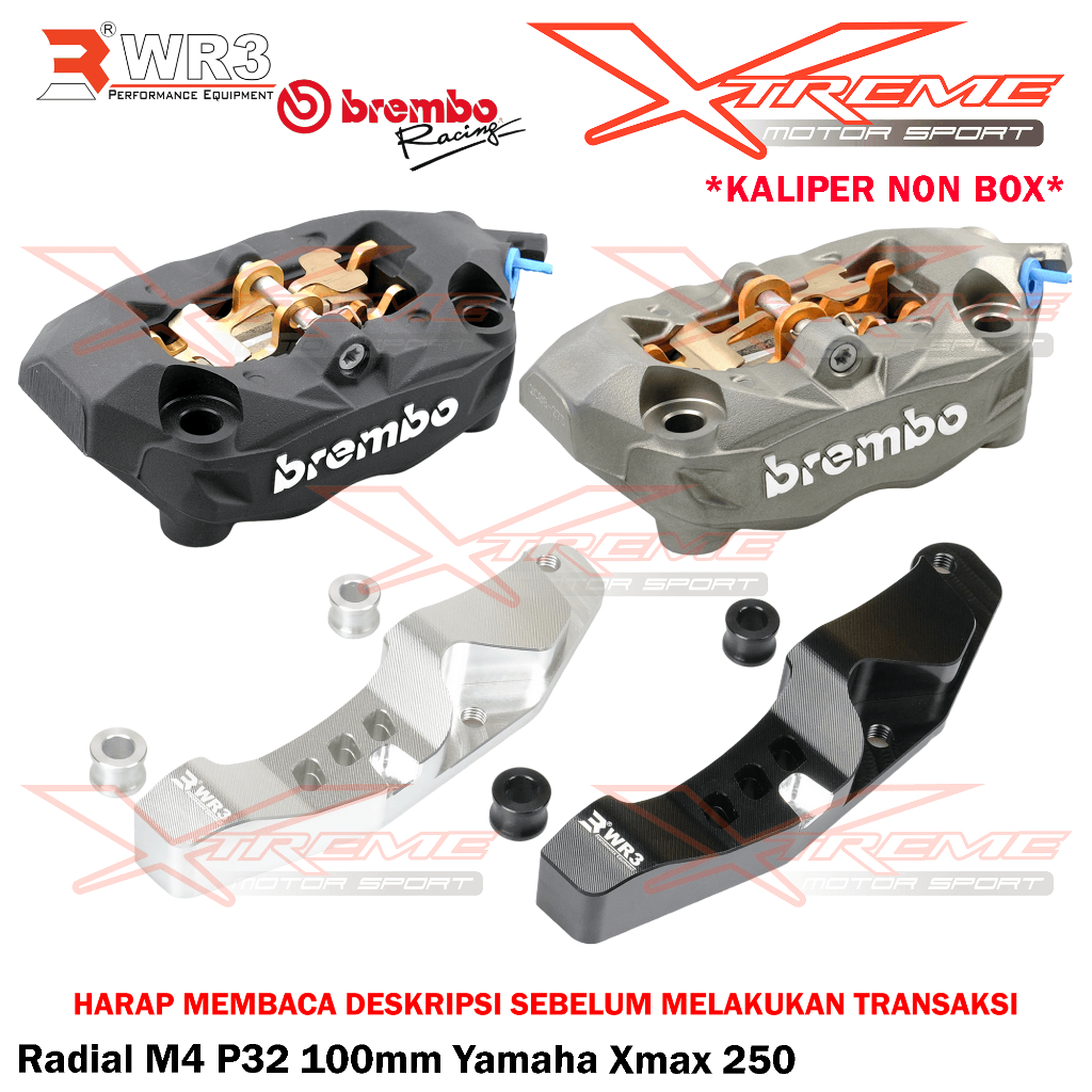 Jual Paket Kaliper Br3mbo M4 P32 100mm With Breket WR3 Xmax 250cc 300cc | Shopee Indonesia