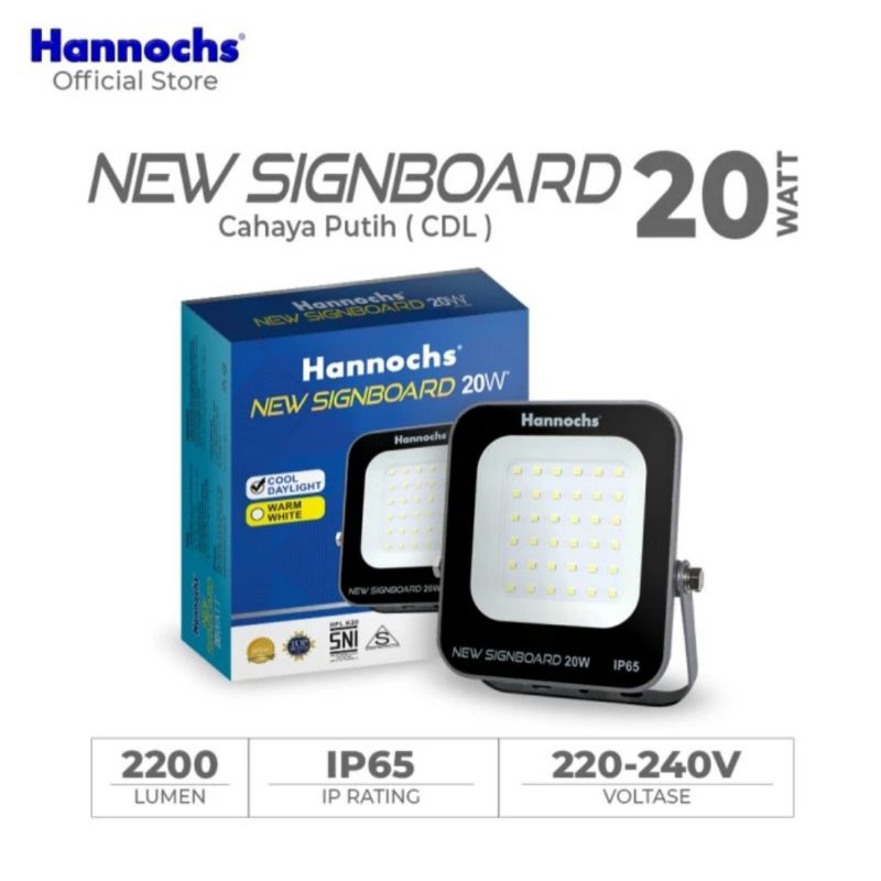 Jual Hannochs LED Flood Light NEW Signboard 20W 20 Watt Lampu Sorot ...